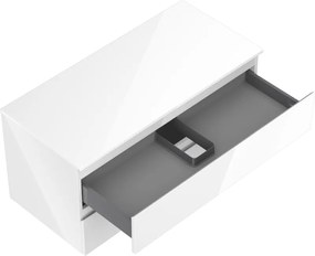 Mexen Orio, koupelnová skříňka 100 cm s horní částí, 2 zásuvky, bílá lesklá, 91A10-10047-2-BFFC00