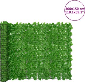 Balkonová zástěna se zelenými listy 300 x 150 cm 3216425