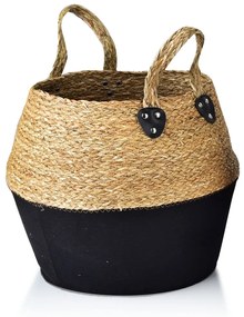 Úložný košík Bali s uchy 38x34 cm hnědo-černý