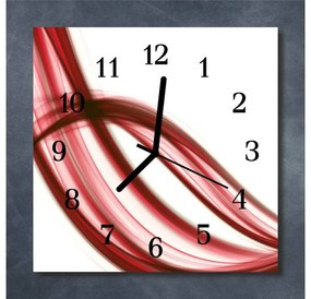 Nástěnné hodiny obrazové na skle - Abstrakt červený II