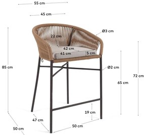 Béžová kovová/polstrovaná zahradní barová židle Yanet – Kave Home