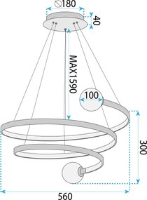 Toolight Rea, Závěsná lampa LHJ029-CP BLACK, OSW-50047