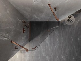 Mexen Lunar, Pětiúhelníkový sprchový kout Mexen Lunar naklápěcí doleva 100 x 100 cm, 8mm čiré sklo, profil růžové zlato, 831-100L-100P-60-00-L