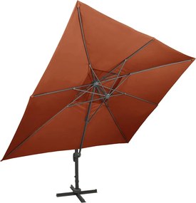 Konzolový zahradní slunečník s dvojitou střechou terakotový 400 x 300 cm 312383