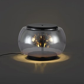 Designová stolní lampa černá s kouřovým sklem 3-světla - Bino