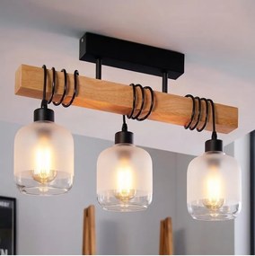 BRILAGI - Přisazený lustr WOOD GLASS 3xE27/60W/230V borovice/černá/bílá