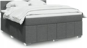 Box Spring Postel S Matrací Textil Tmavě Šedá Blok se čtverci 180 x 200 c