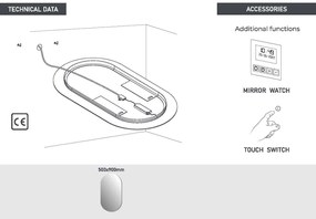 BPS-koupelny Zrcadlo s pískovaným okrajem a LED podsvícením po obvodu Nikoletta LED 15 Typ: bez vypínače, Rozměry (cm): 50x90 - (Nikoletta LED 15/50)