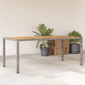 Zahradní stůl s akáciovou deskou šedý 190x90x75 cm polyratan - Default Title