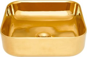 Invena Reja, keramické umyvadlo na desku 390x390x140 mm, zlatá lesklá, INV-CE-39-009-C