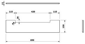 Sapho, PONTE Police Rockstone 650x12x150mm, bílá mat, RS006