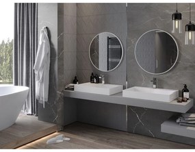 Mexen Loft, kulaté koupelnové zrcadlo 70 cm, barva rámu bílá, 9850-070-070-000-20
