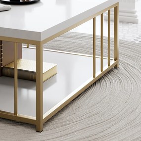 Hanah Home Konferenční stolek Zenn - White, Gold, Bílá, Zlatá