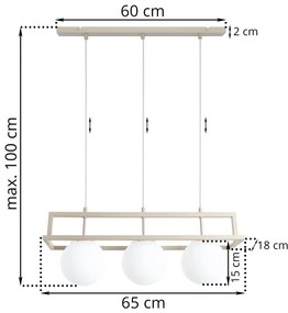 Závěsné svítidlo Florence, 3x bílé skleněné stínítko, be/g