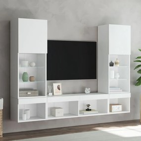 5dílná obývací stěna s LED osvětlením bílá kompozitní dřevo 3216690