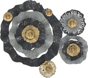 Kovová nástěnná dekorace Otos 100x80 cm černá/zlatá/šedá
