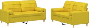 2dílná sedací souprava s polštáři světle žlutá textil 3201295