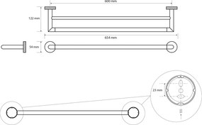 Sapho Sapho, LARISSA dvojitý držák ručníků 600mm, černá/zlato mat, WS011BG