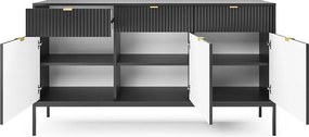 Komoda NOVA cc KSZ154 | se zásuvkami a policemi | 154 cm | černá/černá