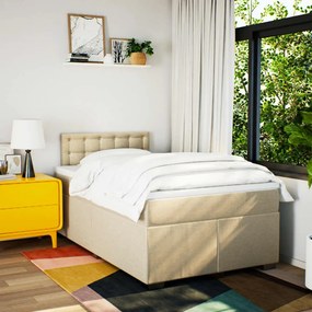 Box spring postel s matrací krémová 120x190 cm textil 3288146