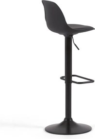 Matně černá barová židle s nastavitelnou výškou z imitace kůže (výška sedáku 60 cm) Orlando-T – Kave Home