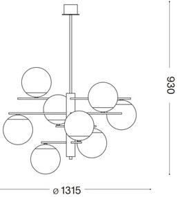 Ideal Lux - Lustr na tyči GOURMET 9xE14/28W/230V pr. 131,5 cm zlatá