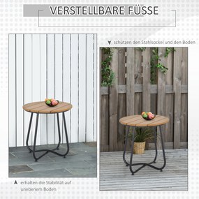 Zaoblený zahradní stůl Outsunny - Elegantní nábytek, stabilní s nastavitelnými nožkami, ideální pro zahradu, terasu a obývací pokoj, ocelový hnědý Ø4…