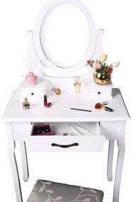 Toaletní stolek s taburetem Linetik (bílá). 1015638