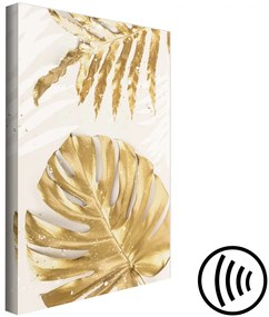 Obraz Zlaté listy s monsterou - elegantní rostliny v duchu vánoční atmosféry