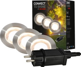 BRI 3914032 CONNECT TO SHINE startovací sada Padouk 3ks LED zapuštěných svítidel do země, IP67 - BRILONER
