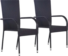 vidaXL Stohovatelné zahradní židle 2 ks polyratan [44237] Barva: Černá