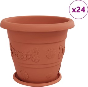 Květináče 24 ks Cihlově červená Ø 39 x 32 cm Plast 3403284
