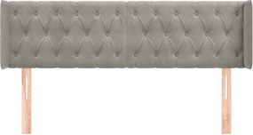 Čelo postele typu ušák světle šedé 163x16x78/88 cm samet 3119158
