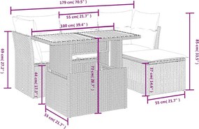 6dílná zahradní sedací souprava s poduškami černá polyratan 3270803