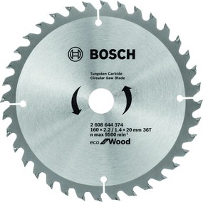 Bosch Eco for Wood 160x2,2/1,4x20 36 zubů 2608644374 Dostupné varianty: Pilový kotouč Bosch Eco for Wood 160x20 mm/36z.