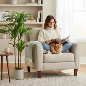 HOMCOM umělá rostlina Dracaena s ohebnými větvemi, bílý květináč (PP + cement) – listy PEVA, dřevěný kmen, 60 × 40 × 120 cm