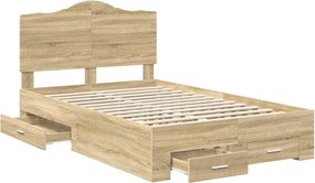 Rám postele s čelo Sonoma dub 135 x 190 cm Kompozitní dřevo 3413614