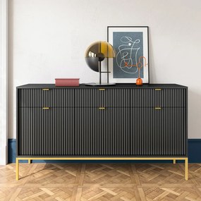 Komoda NOVA cz KSZ104 | s policemi a zásuvkami | 104 cm | černá/zlatá