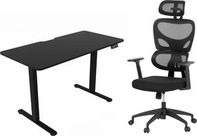 Autronic Pracovní set CAMPUS  – elektricky výškově nastavitelný stůl ELEVATE + ergonomická kancelářská židle LEVI II černá