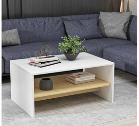 Designový konferenční stolek Wells 90 cm bílý / dub
