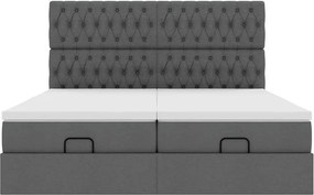 Osmanský rám postele s matrací tmavě šedá 180x200cm textil 3313714
