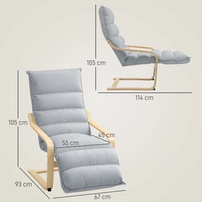 HOMCOM Relaxační křeslo, polstrované lounge křeslo s nastavitelným podnožníkem, vzhled sametu pro obývací pokoj, houpací křeslo s opěrkami, čtecí kře…
