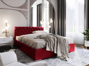 Manželská postel 140 cm Kerry (bordó) (s roštem a úložným prostorem). 1047008