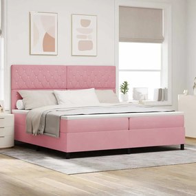 Postel s boxspringem s čelo Růžová 200 x 200 cm samet 3339793