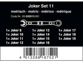 Wera 020013 Očkoploché ráčnové klíče 8 ÷ 19 mm 6000 Joker 11 Set 1 (Sada 11 dílů)