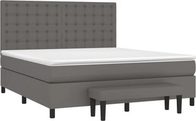 Box spring postel s matrací šedá 160x200 cm umělá kůže 3137675
