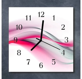 Nástěnné hodiny obrazové na skle - Abstrakt růžovošedý I