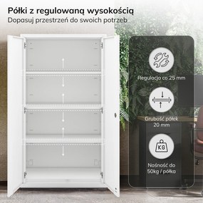 Kovová modulární multifunkční skříň na podstavci bílá MEGAN 1600 x 900 x 400 mm