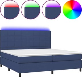 Box spring postel s matrací a LED modrá 200x200 cm textil 3134907