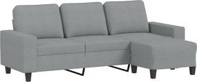 3místná pohovka s podnožkou světle šedá 180 cm textil 3201151